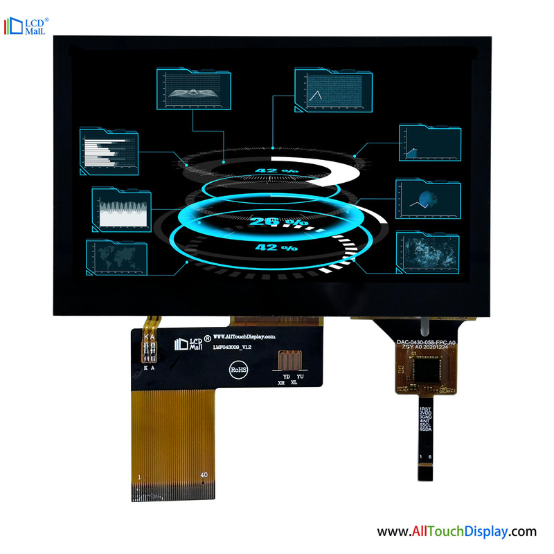 4.3 Inch GT911 CTP IC TFT LCD Display With IIC Interface CTP Touch Panel